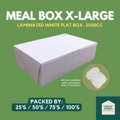 Meal Box X-Large (1) / Lunch Box Big 2500cc [ Laminated Flat White ...