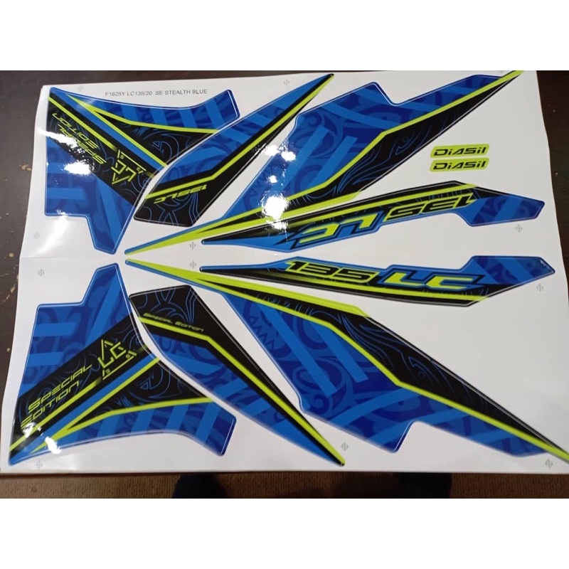 lcv7 Lc135 v7 sticker stripe cover body set Moritaka cyan Biru Merah ...
