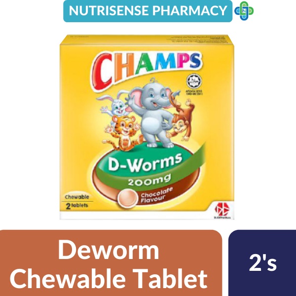 Champs D-Worms Choco 2s | Deworm ChewableTablet Ubat Cacing | Shopee Malaysia