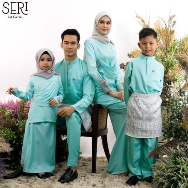 🌟🌟FAMILY SET MINT GREEN KURUNG SERI BAJU RAYA TERKINI🌟🌟 | Shopee Malaysia