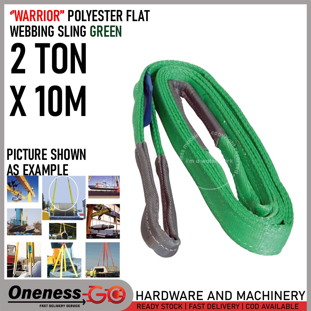 ''WARRIOR'' POLYESTER FLAT WEBBING SLING (GREEN) -2 TON X 10 METER ...