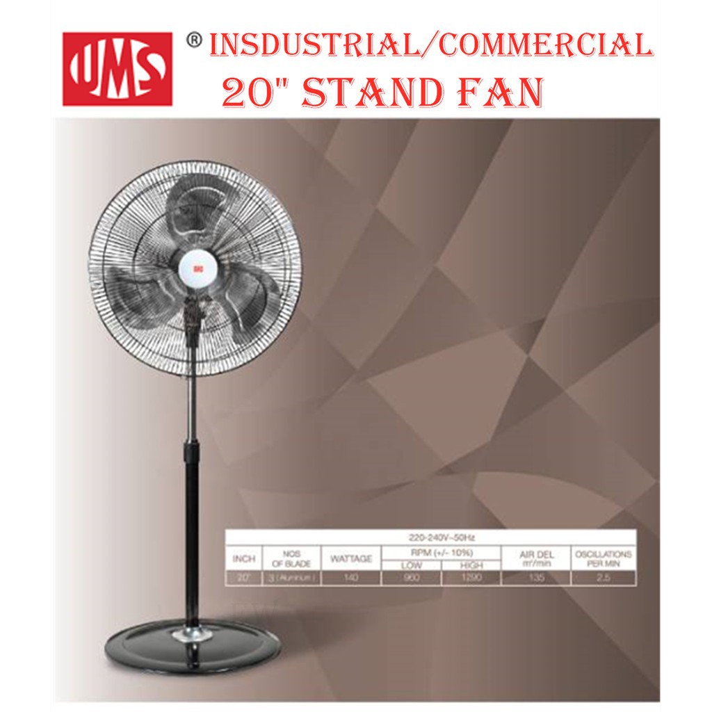 UMS 20-Inches Industrial Stand Fan UCF-20S Aluminium Blades ( KIPAS ...