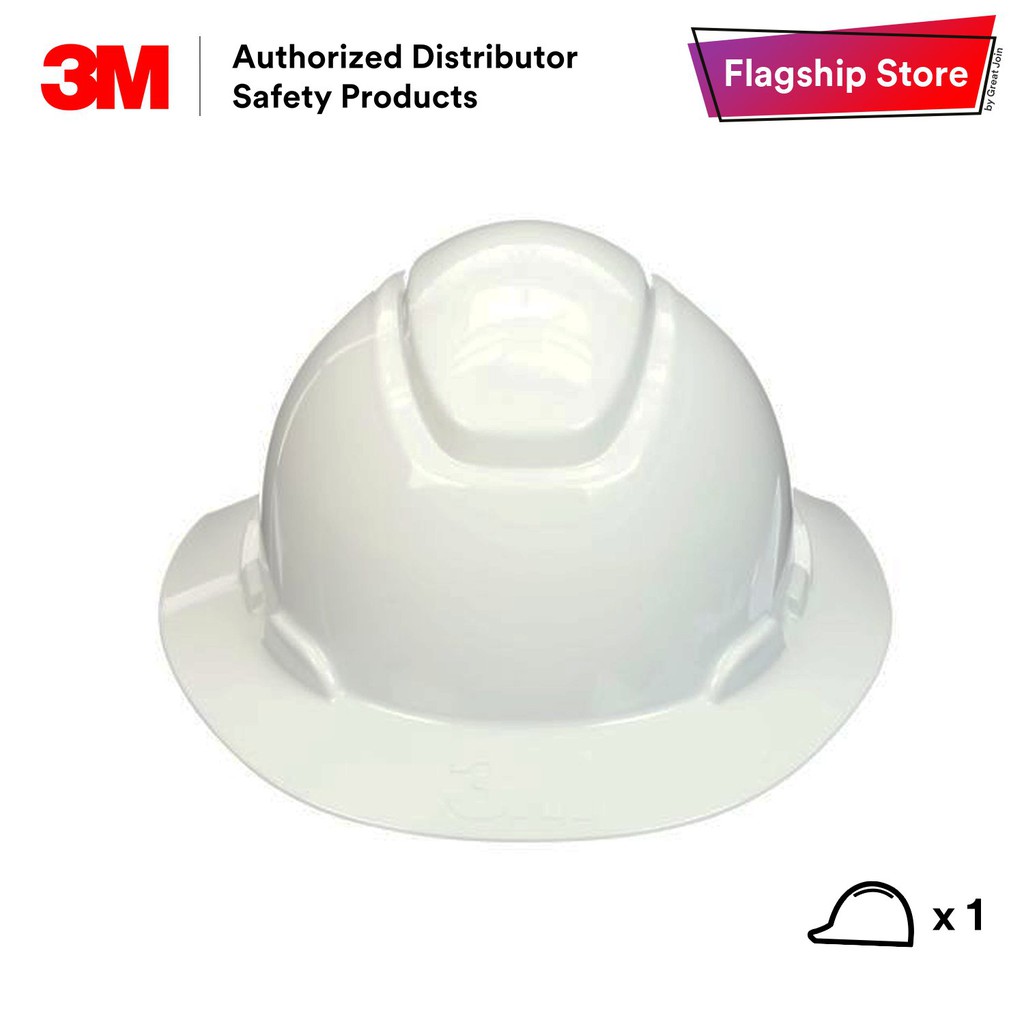 3M H-801R White Colour Full Brim Safety Helmet 4-Point Suspension ...