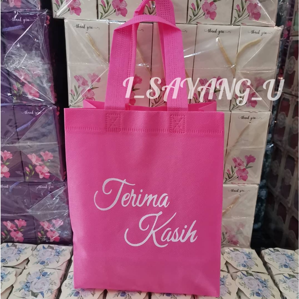 10pcs Beg Kain Bertapak Tebal Goodies Bag with Handle and Bottom ...