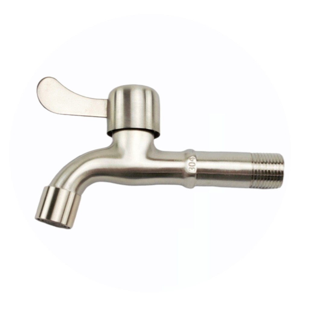 Stainless Steel Wall Long Faucet Water Sink Bib Tap Bathroom Kitchen ...