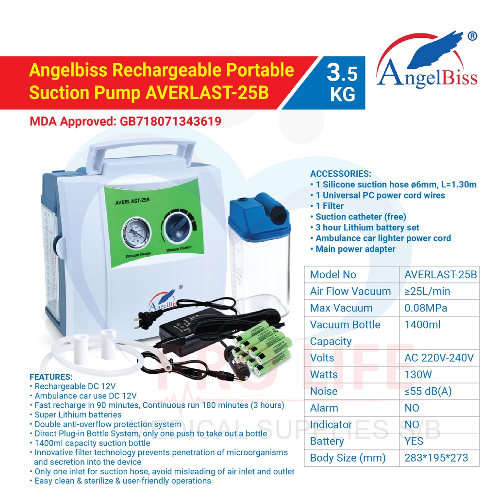 Angelbiss Portable Suction Pump AVERLAST-25B (Rechargeable) | Shopee ...