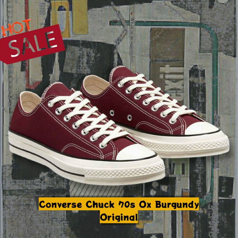 Sneakers Converse Chuck 70s Ox Burgundy Egret Original (Free Shock & ) | Shopee Malaysia