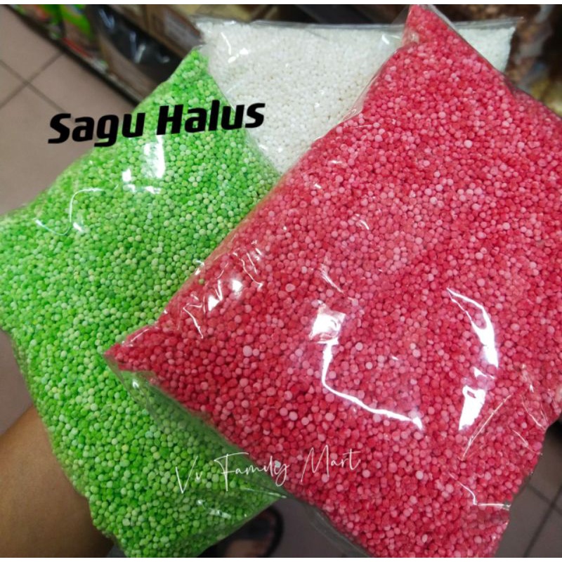 *Sagu Halus Putih/Hijau/Pink（Timbang） 沙谷米白/青/粉(小粒)*100g+-/500g+-/1kg ...