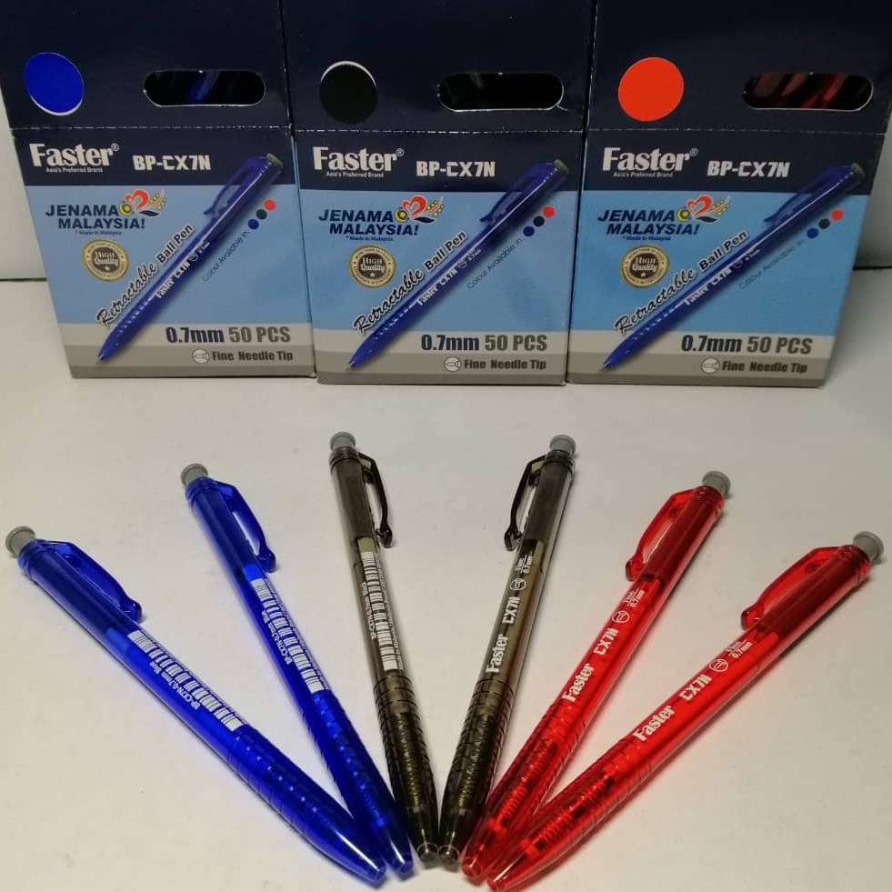 【1BOX=50PCS ! ! !】Faster CX7N Retractable Ball Pen 0.7mm (BP-CX7N ...
