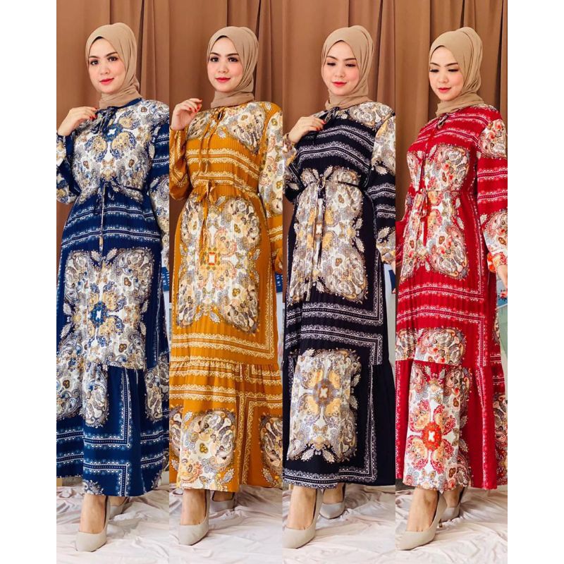 🌺🌺 EXCLUSIVE PRINTED PLEATED MAXI DRESS/DRESS LABUH RAYA🌺🌺 | Shopee ...