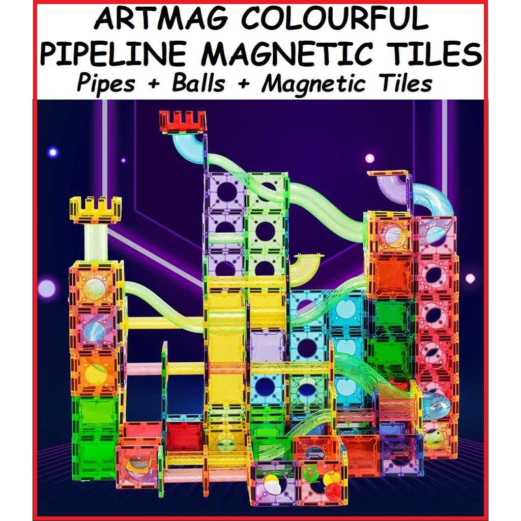 Artmag Colour Pipeline Magnetic Tiles Building Blocks Early Childhood Education Learning Toy ...