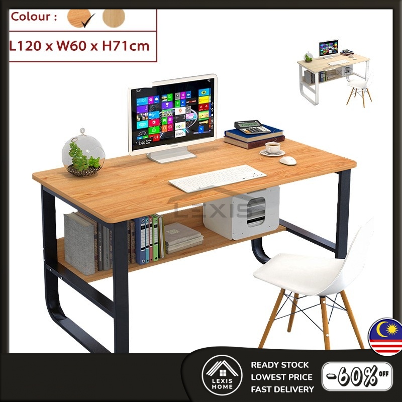 LEXIS Multi-Sizes Home Office Table Steel And Wood Computer Desk With ...