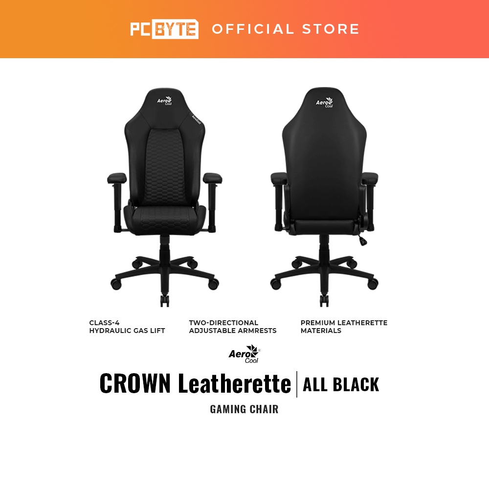 Aerocool Crown Leatherette Gaming Chair - All Black | Shopee Malaysia