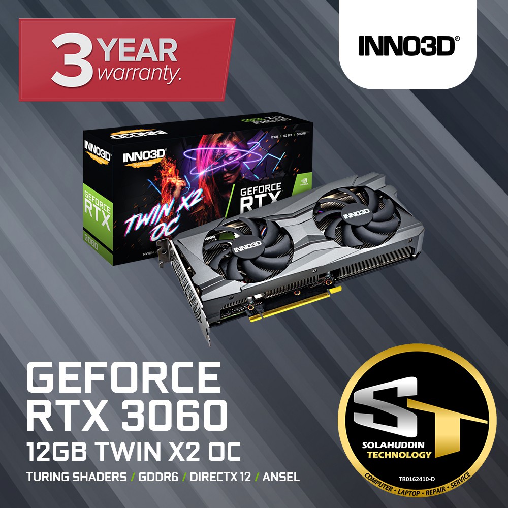 [READY STOCK] INNO3D GeForce RTX 3060 Twin X2 LHR 12GB GDDR6 (3 YEAR ...