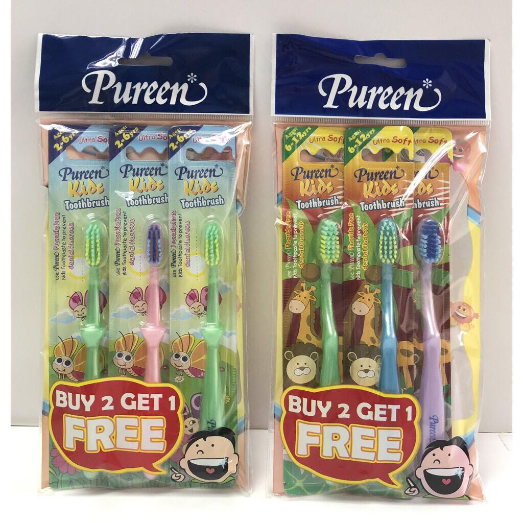 Pureen Kids Toothbrush Buy 2 Free 1 (2-6yrs) / (6-12yrs) | Shopee Malaysia
