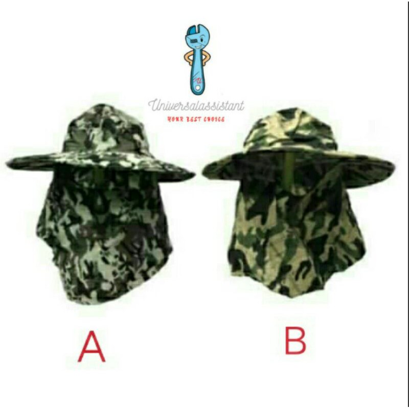 Army Outdoor Hat | Kain Topi | Topi Askar Kerja | Face Cover | 360 ...