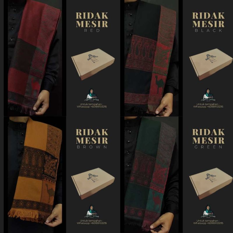 Ridak Merah Hijau Hitam Putih Mesir Original Murah Tebal Tenun FREE ...