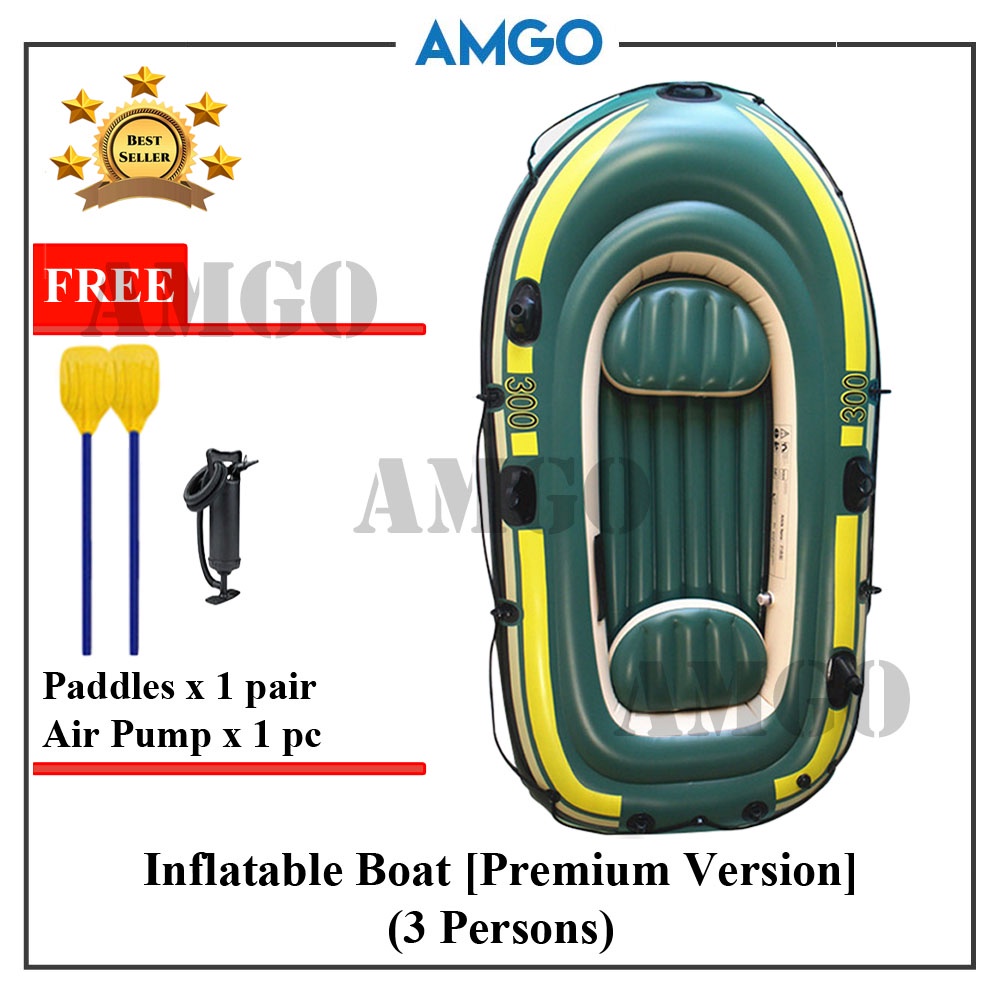 AMGO High Strength Inflatable Boat PVC Rubber Fishing Boat with Paddles ...