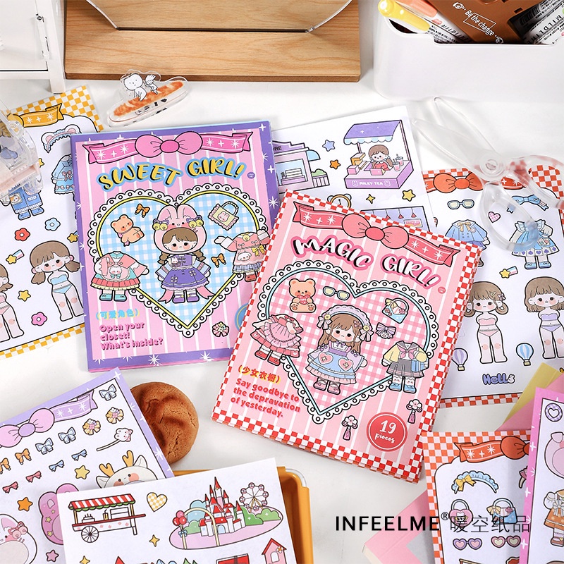 KawaiiGift Infeel.Me 19pcs Sticker Book Washi Dress Up Game Series ...
