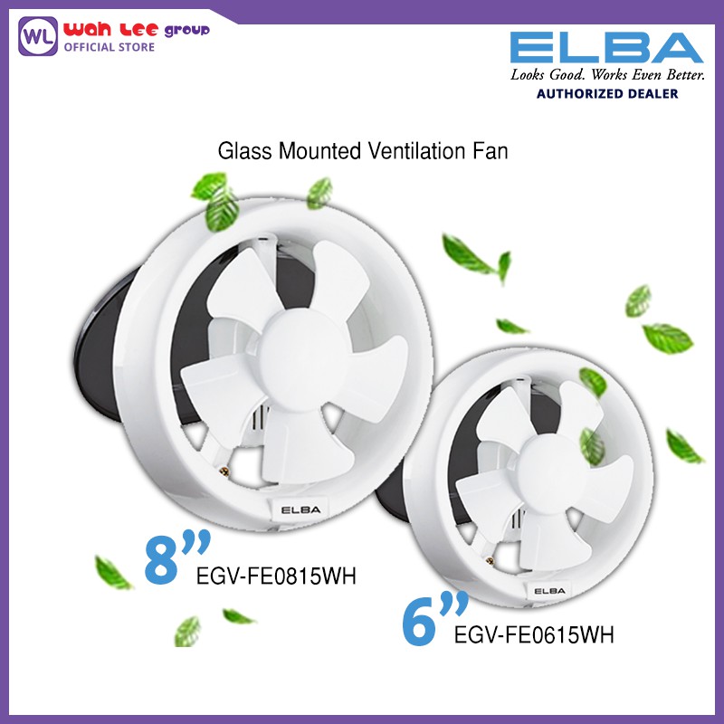 Elba 6" EGVF-E0615(WH) / 8" EGVF-E0815(WH) Glass Mounted Ventilation ...