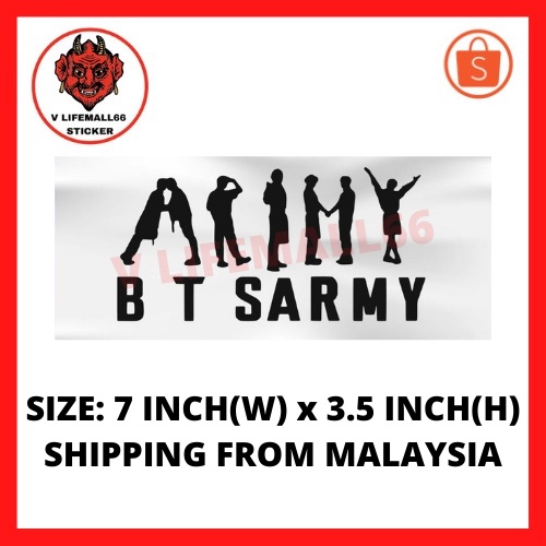 [ HIGH GRADE ] BTS ARMY LOGO WORD CAR STICKERS KERETA STICKER KPOP ...