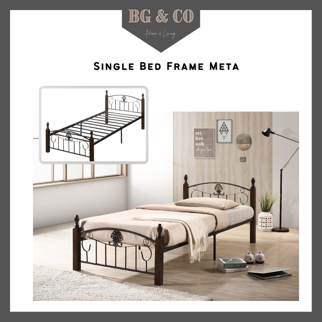 CLASSIC Metal Single Bed Frame Single Bedframe Metal Bed Single Katil ...