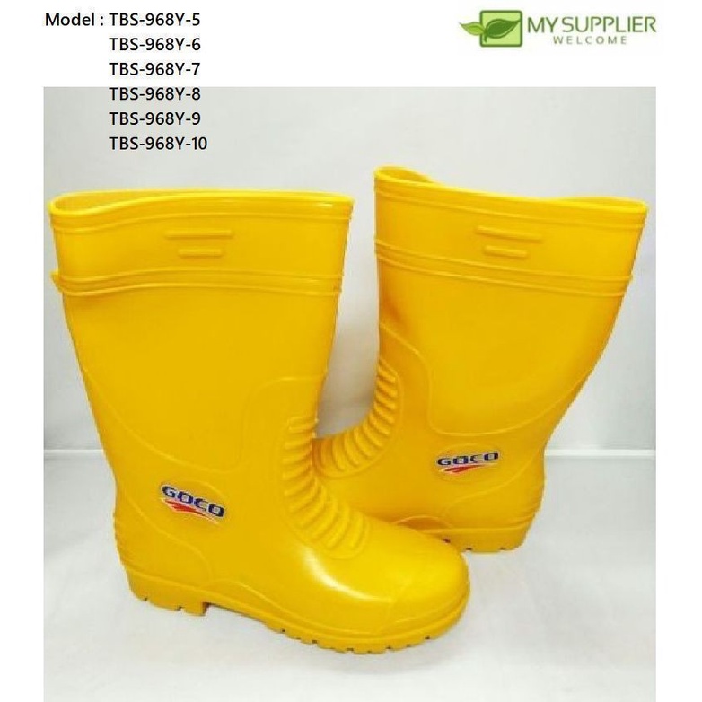 No.10 Yellow Rubber Rain Boot Shoes/Kasut Getah Kasut Air Kasut Kerja ...
