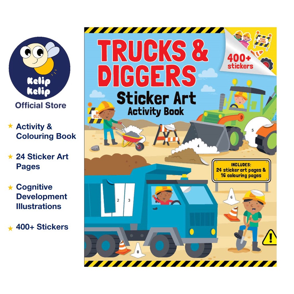 Trucks & Diggers Sticker Art Book with Construction Vehicles 400 ...