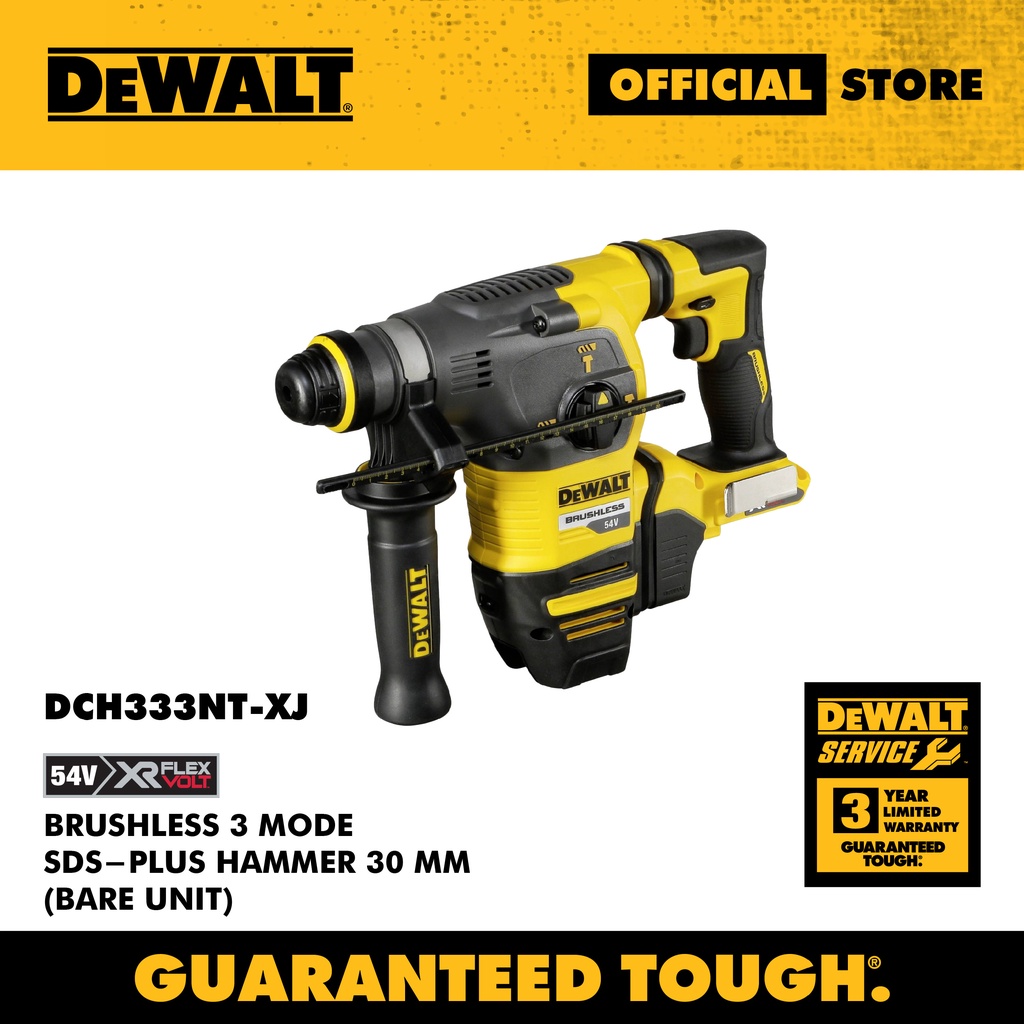 DEWALT DCH333NT-XJ 54V LI-ION Brushless 3 Mode SDS-Plus Hammer 30mm ...
