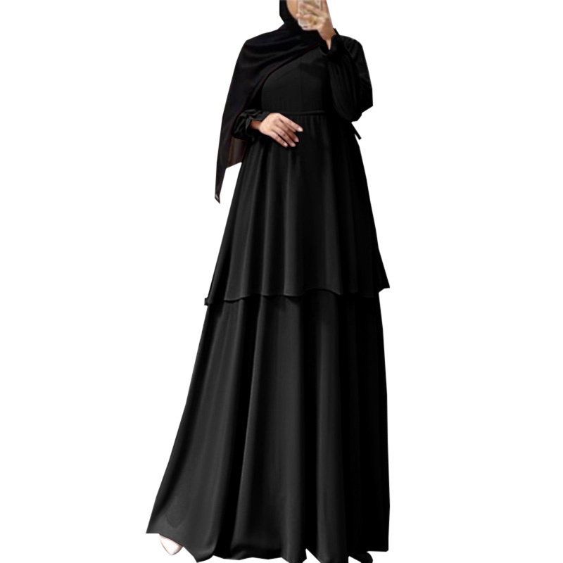 Hijabista Women Fashion Solid Color Retro Muslim Plus Size Party Maxi ...