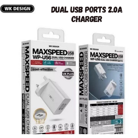 WK Design WP-U56 Dual USB Port Adapter Charger 2.0A MAXSPEED USB ...
