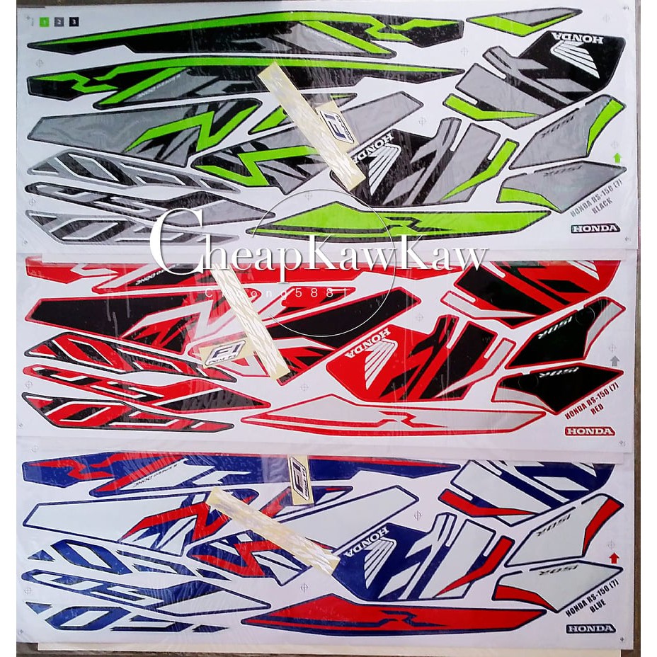 RS150 Body Cover Set Stripe Sticker ( 7 ) Blue / Black / Red - Ready ...