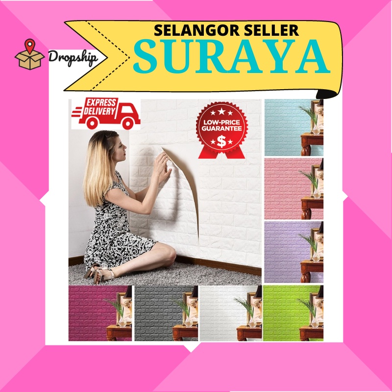HOT SELLING 3D BRICK FOAM WALLPAPER PELEKAT DINDING SELF ADHESIVE ...