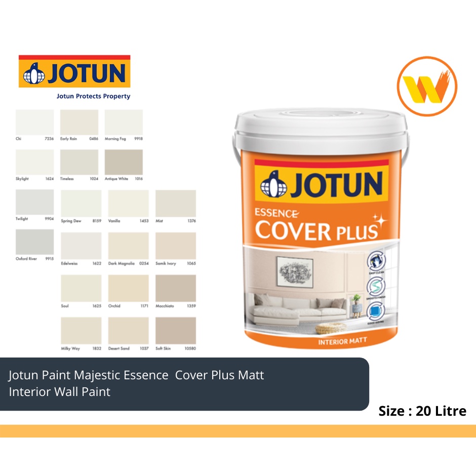 20Litre Jotun Essence Cover Plus (Internal Matt Finish Wall Paint) 20L Cat Dalam Rumah | Shopee ...