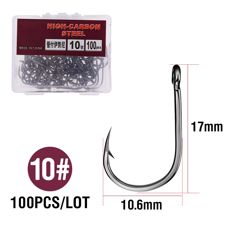 Mata Kail 100Pcs/Set Fishing Hook Carbon Steel Fish Bait Fishing Hooks ...