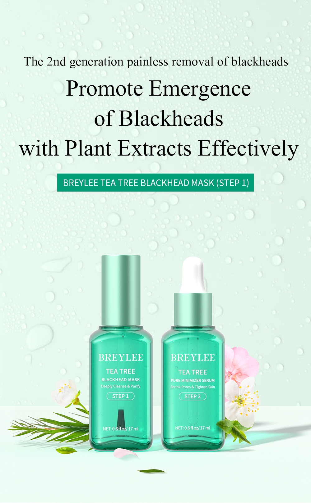 BREYLEE ACNE TREATMENT SET PLUS Skincare Blackhead Removal Shrink Pore Acne Face Serum Acne ...