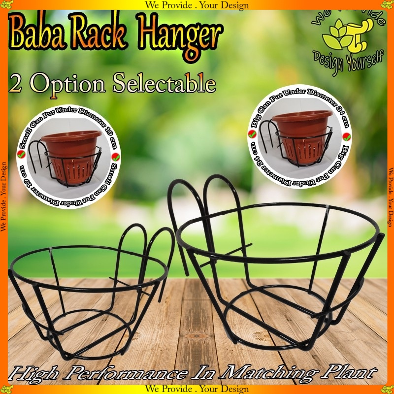 [I32] - 2 Size Option Baba Black Potted Plant Rack Hanger Hanging over ...