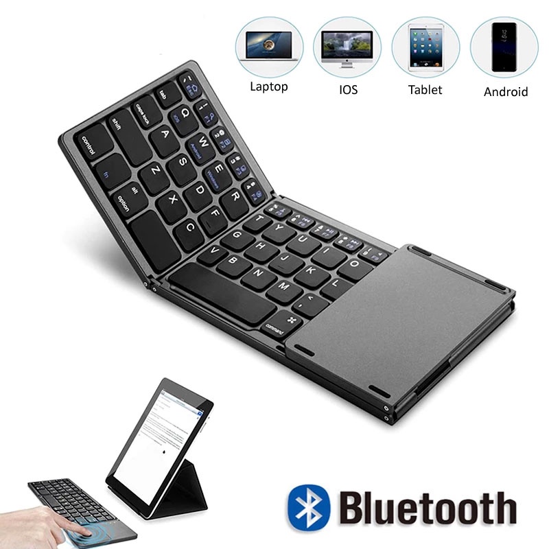 New Portable Mini Three Folding Bluetooth Keyboard Wireless Foldable ...