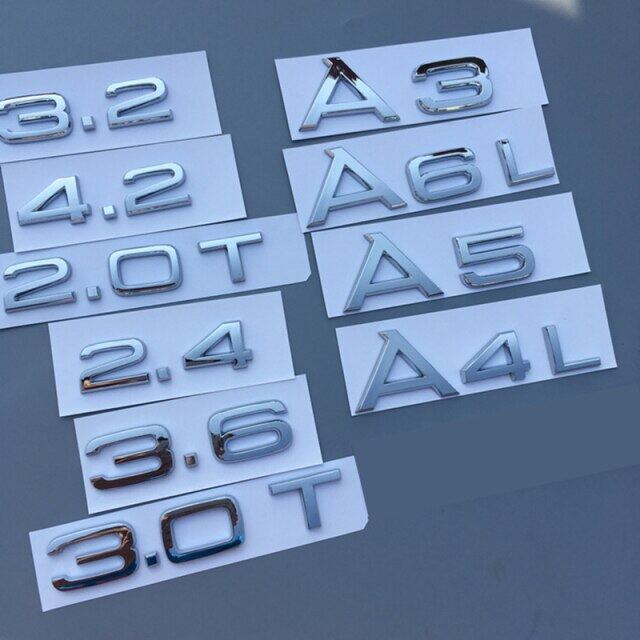Letter Number Emblem For Audi 1.8t 2.0t 2.4 3.0t 3.2 3.6 4.2 A3 A4 A5 A6l A7 A8l Q3 Q5 Q7 Car ...