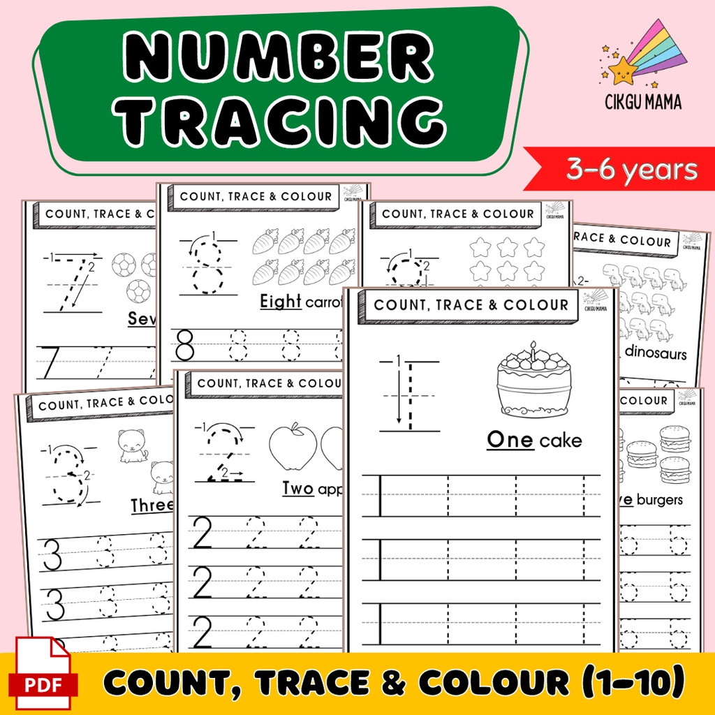 [ Softcopy | PDF ] 123 Number Tracing - Exercise Worksheets ...