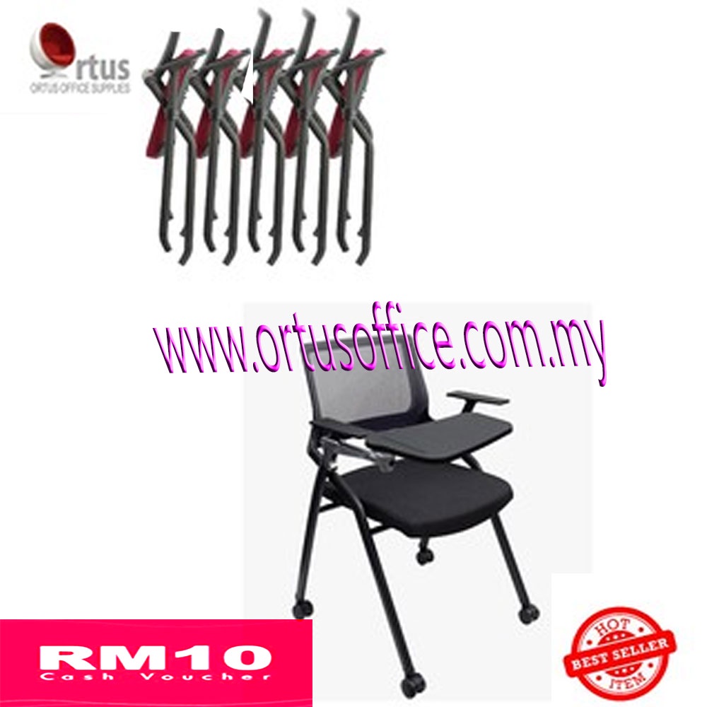 Foldable Study Chair With Tablet & Wheel / Conference chair | Shopee ...