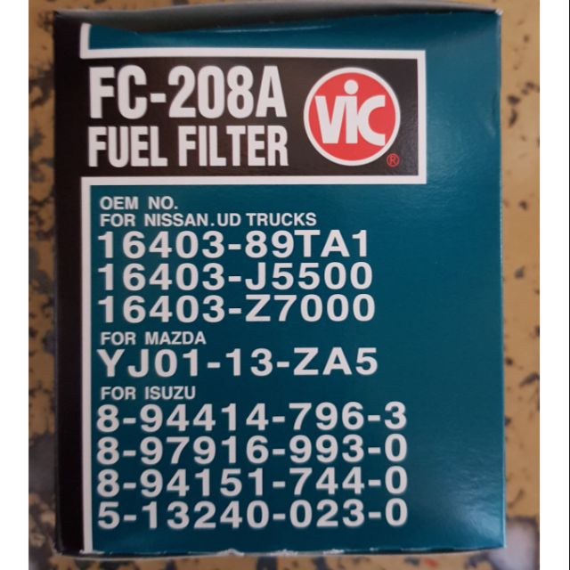 VIC FC-208A Fuel Filter for Isuzu Crosswind Dmax 4ba1 4be1 | Shopee ...