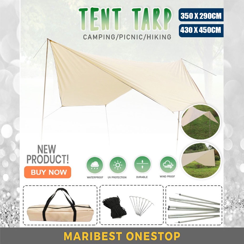 430 x 450cm Flysheet Waterproof Groundsheet Camping Tarp Tent Shelter ...