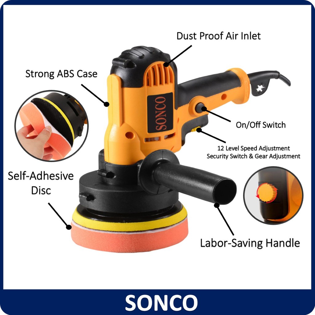 SONCO 900W Professional Electric Car Polisher Sander Buffer Car ...