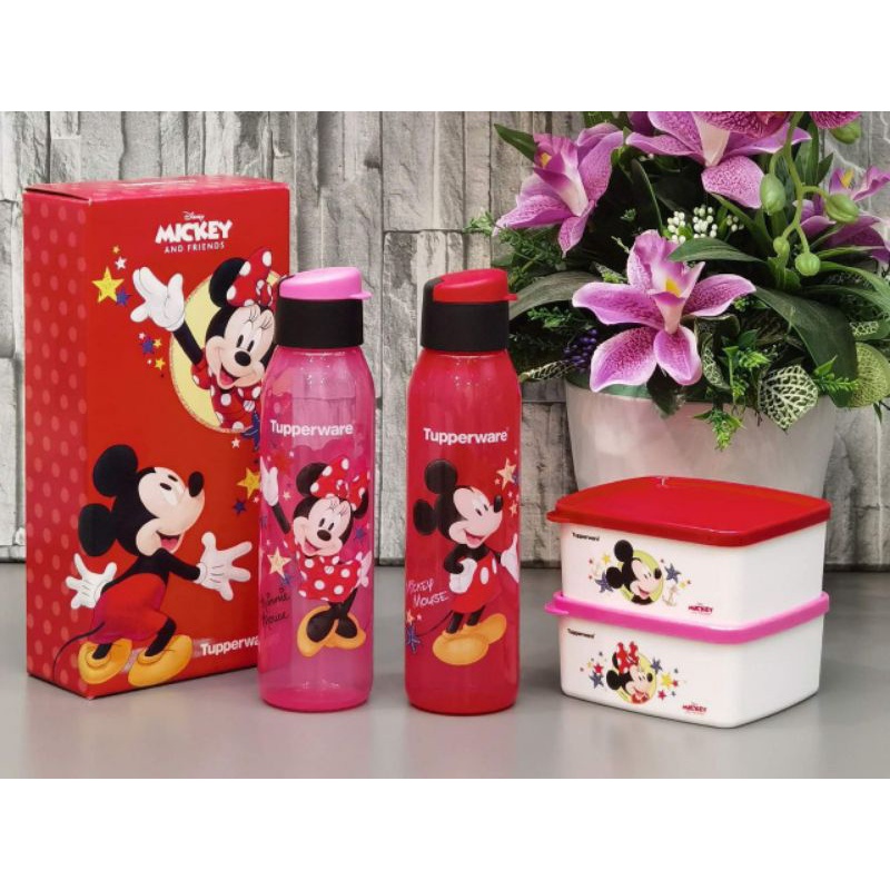TUPPERWARE Mickey & Minnie Eco Bottle 500ml (1)| Snack Box 400ml (1 ...