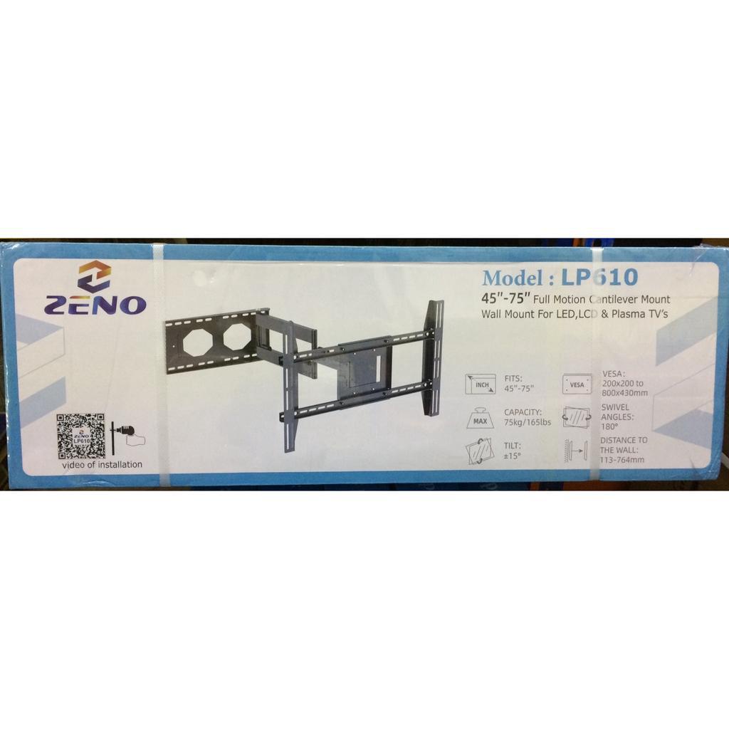 ZENO LP610 TV Wall Mount Bracket Suitable 45" - 75" Extra Long Single Arm Full motion TV Monitor ...