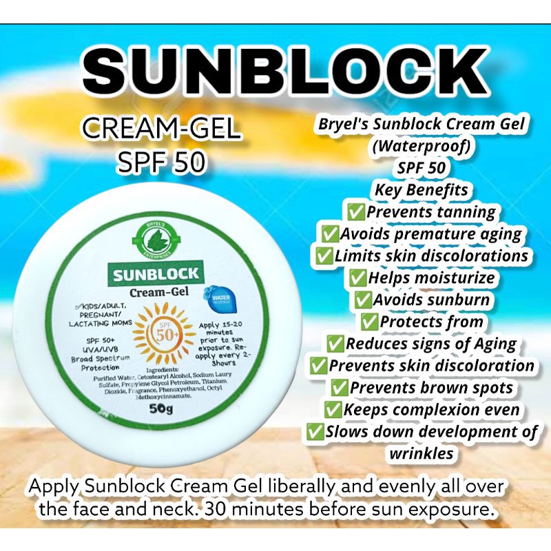 Face and Body SUNBLOCK CREAM GEL SPF SPF50 FOR KIDS AND ADULT WATER ...
