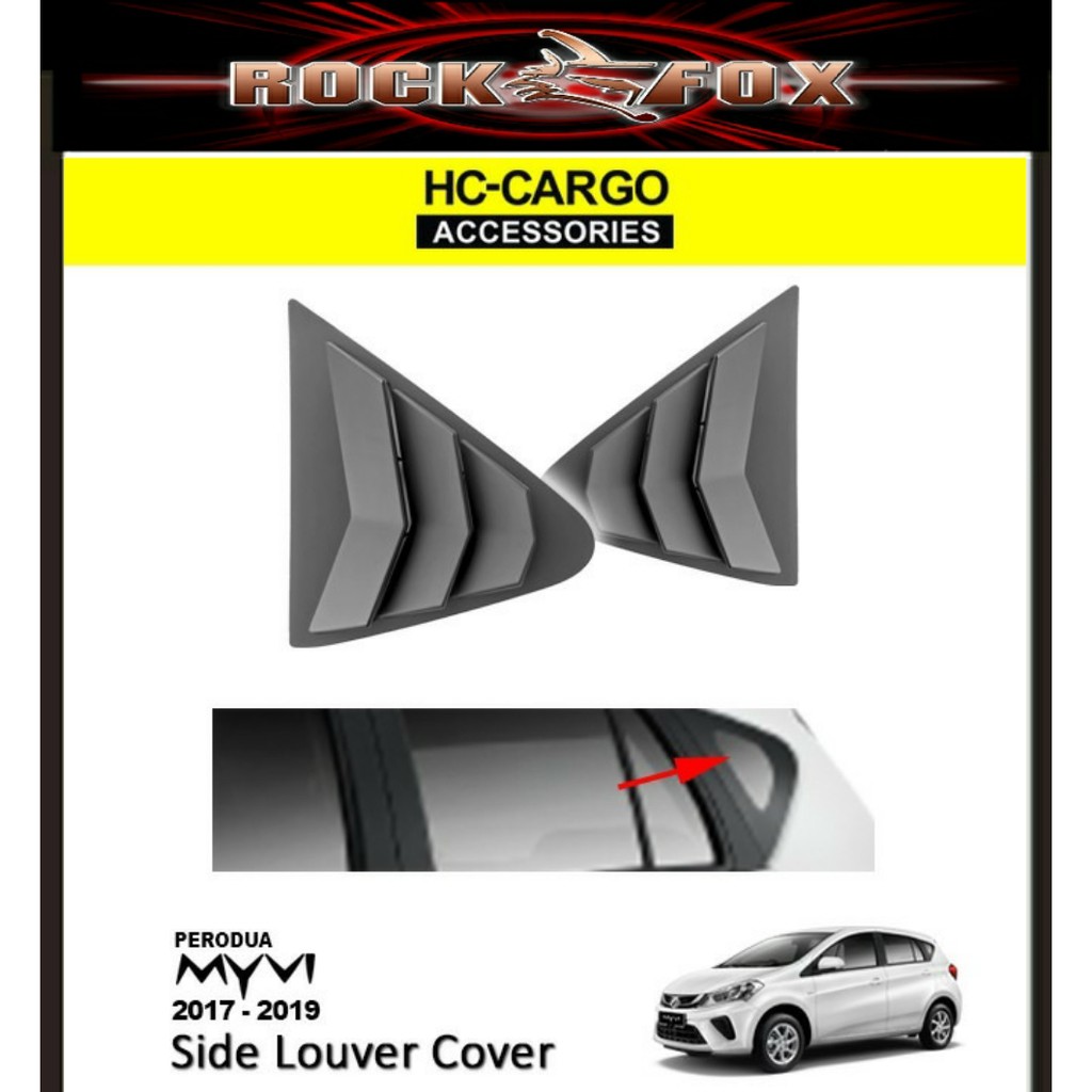 Perodua Myvi 2018 - 2021 Black Rear Side Louver Cover Window Triangle ...