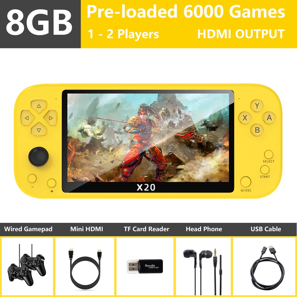 2022 New arrival X20 handheld retro 5.1 Inch video game console Screen ...