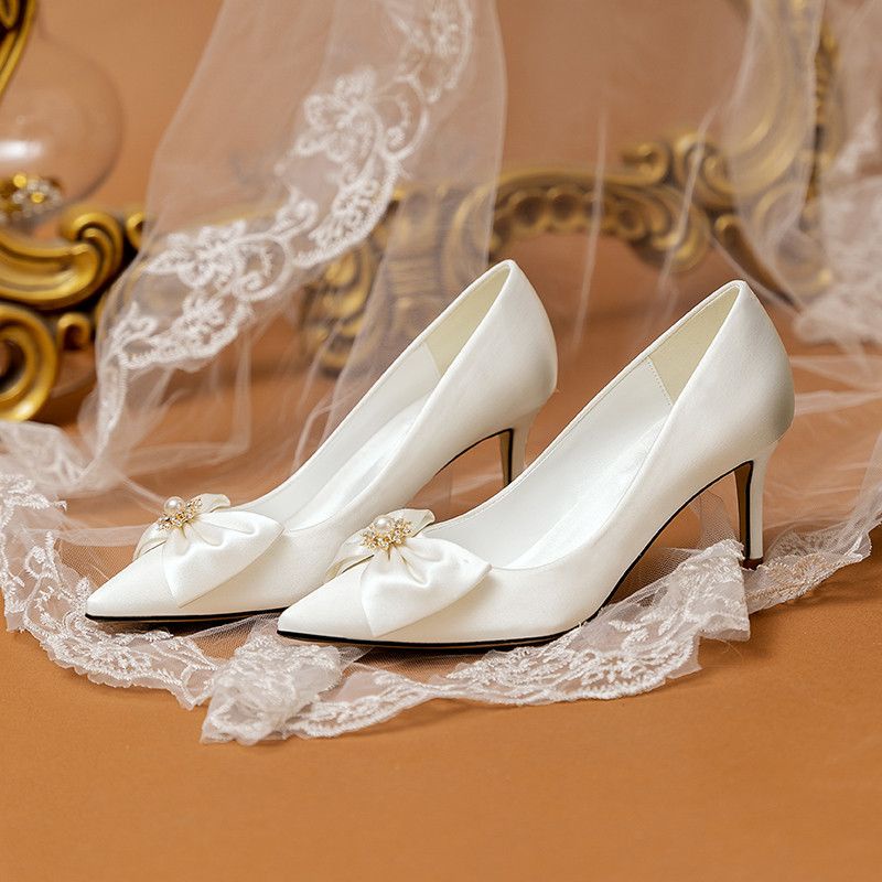 Wedding Ribbon Heel Pengantin Kahwin Nikah Premium Satin Size 31 to 43 ...